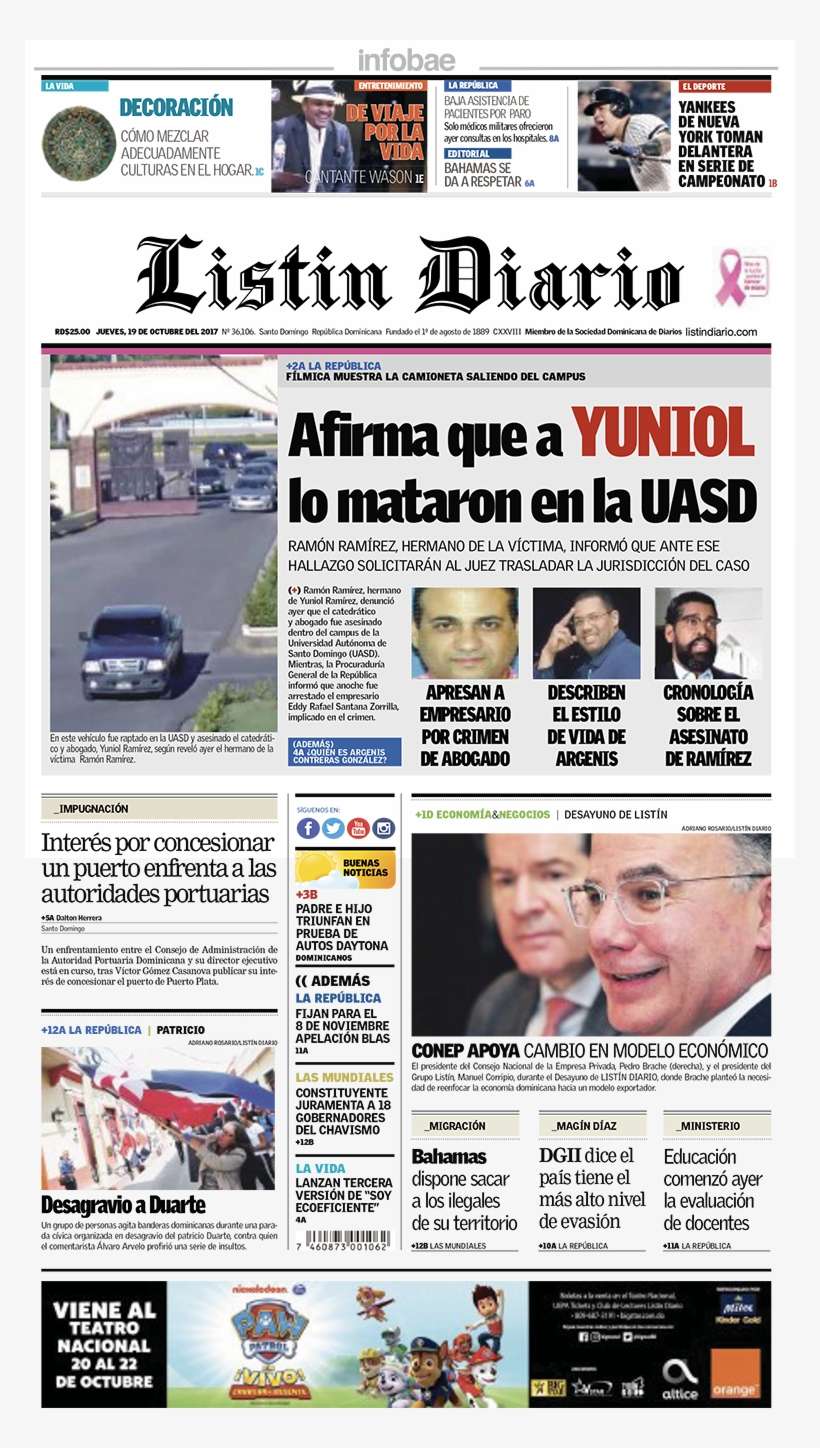 Listin Diario, República Dominicana, Jueves 19 De Octubre - Listín ...