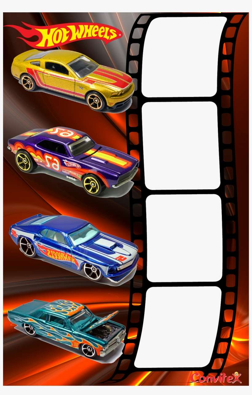 Convite Ou Frame Hot Wheels 03 Hot Wheels Birthday, - Hot Wheels PNG ...
