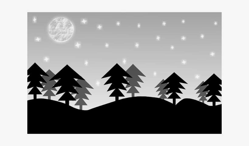 Landscape, Night, Moon, Trees, Stars - Night Scene Clipart PNG Image ...