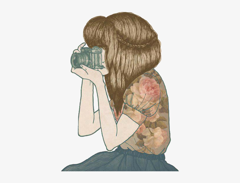 Download Girl, Camera, And Drawing Image - Girl Holding Camera Drawing ...