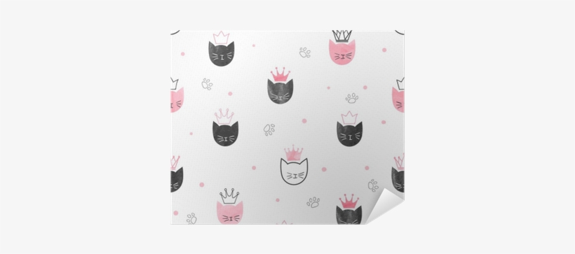 Seamless Princess Cats Pattern - Watercolor Painting PNG Image ...
