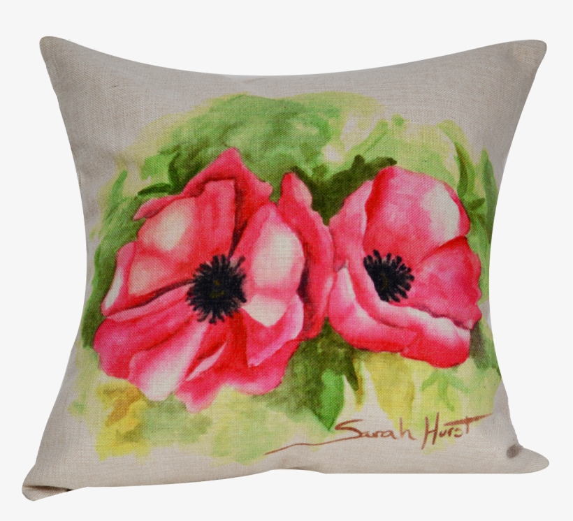 Pink Poppy Throw Pillow 18"x18" - Cushion PNG Image | Transparent PNG ...
