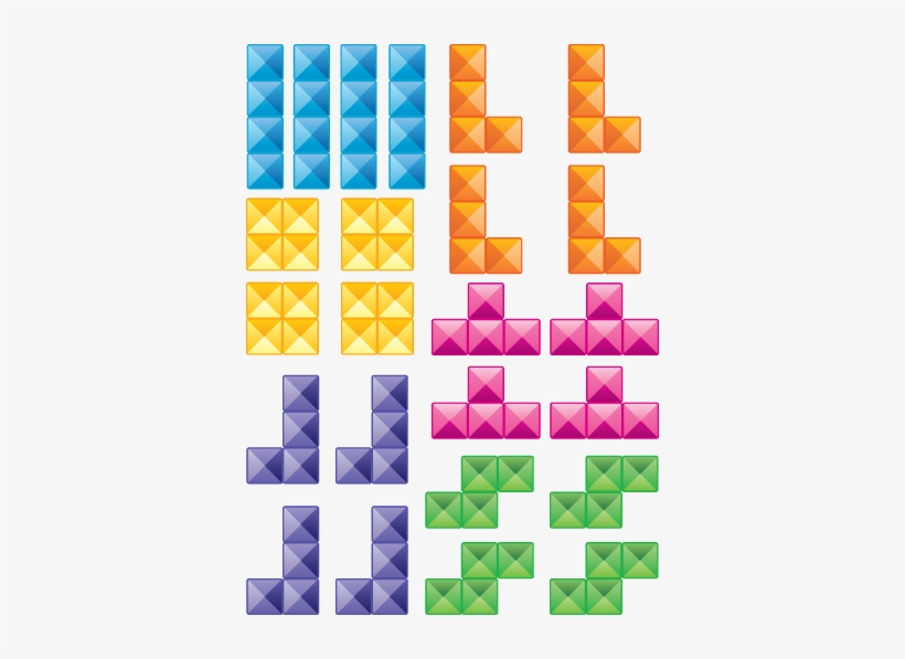 Tetris Pieces Decorative Sticker - Tetris Couleur PNG Image ...