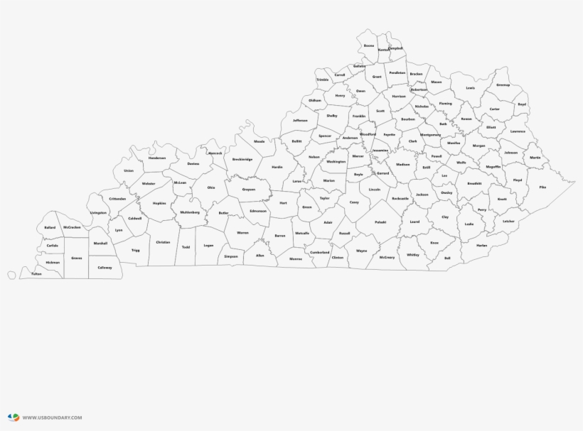 Download Kentucky Counties Outline Map - Kentucky County Map ...