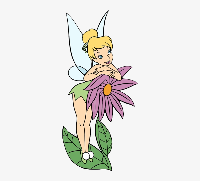Download Tinker Bell Resting On Flower - Tinkerbell On A Flower ...