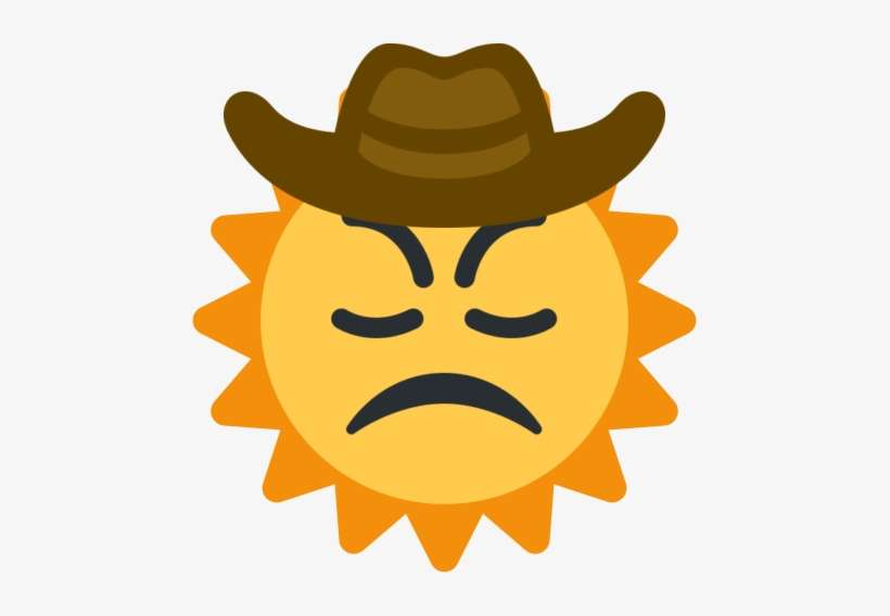 Sun Emoji Extremely Frowning With Determined Eyes Wearing - Sun Emoji ...