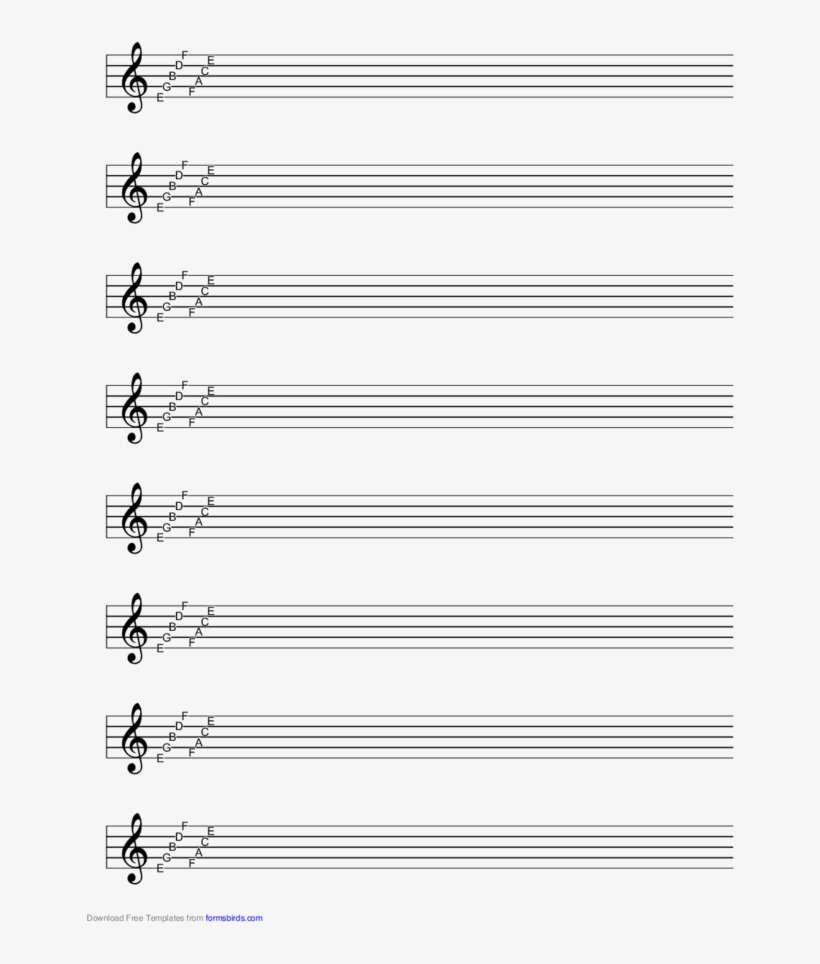 Download 1 Staff-treble Clef With Note Names Music Paper - Blank Bars ...
