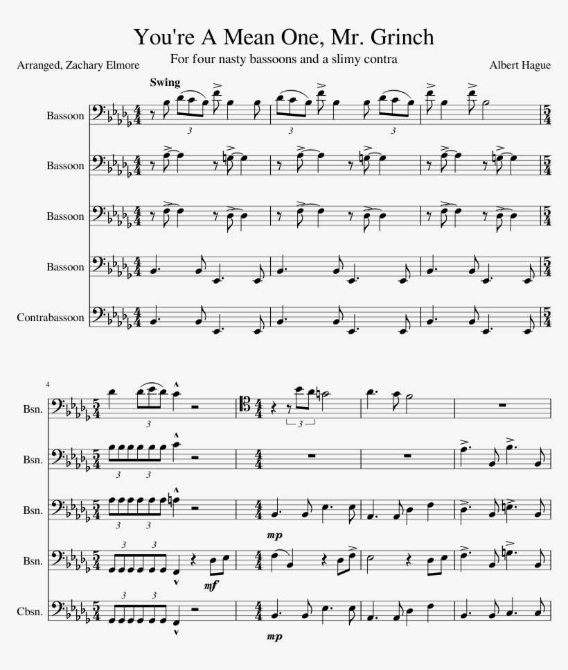 You're A Mean One, Mr - Sheet Music PNG Image | Transparent PNG Free ...