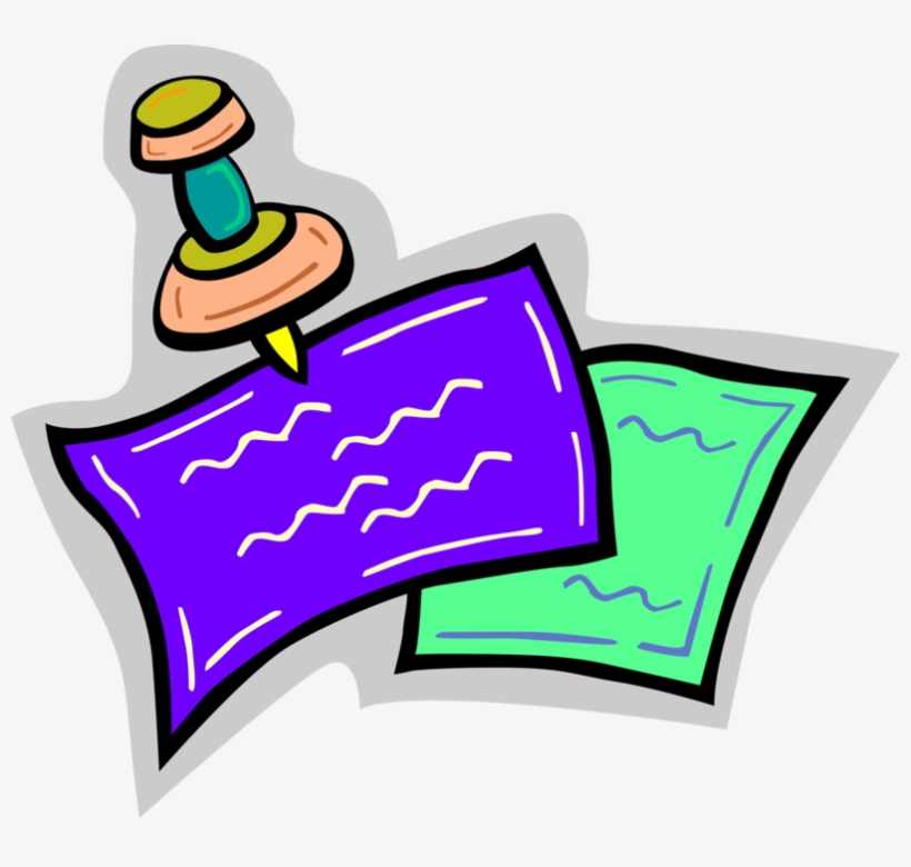 Download Vector Illustration Of Push Pin Or Thumb Tack Fastens - Clip ...