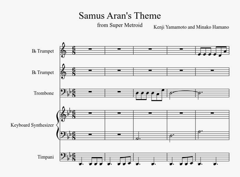 Samus Aran's Theme Sheet Music Composed By Kenji Yamamoto - Violin PNG ...