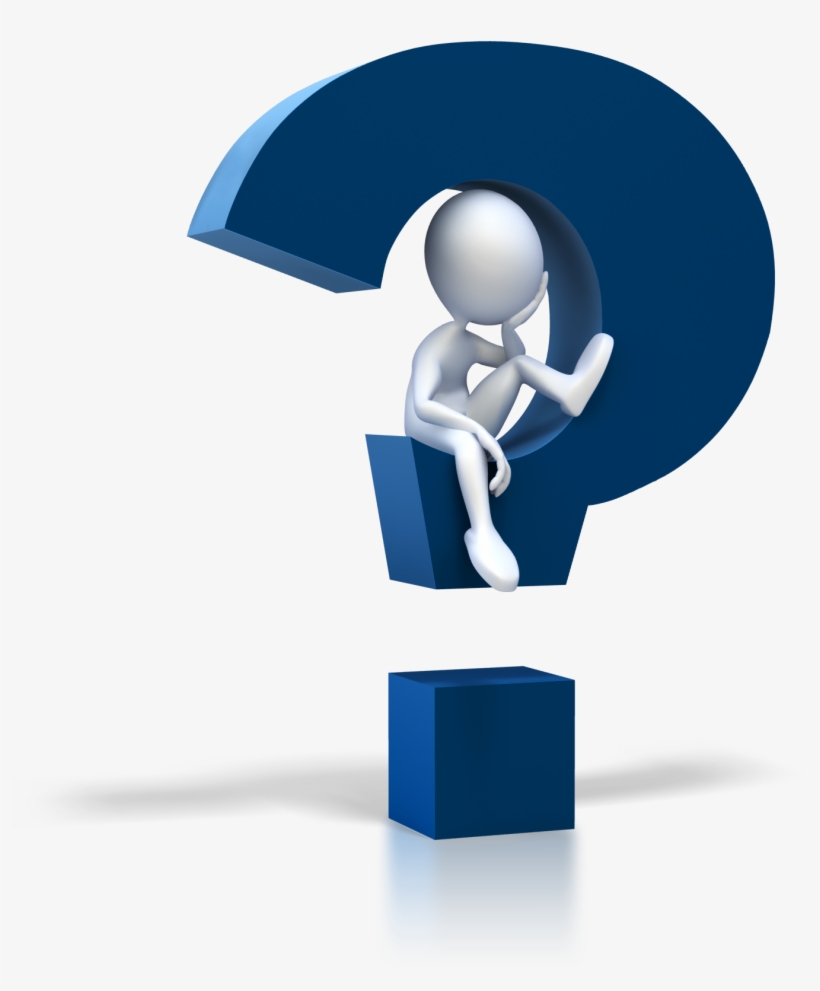 Figure Sitting In A Blue Question Mark - Question Mark Clip Art PNG ...
