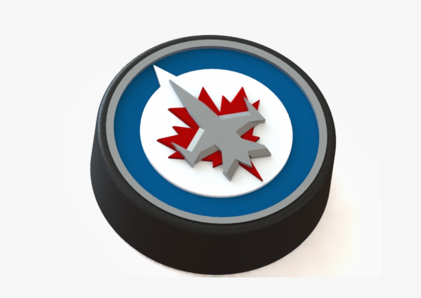 Winnipeg Jets Logo On Ice Hockey Puck 3d Print - Winnipeg Jets Logo ...