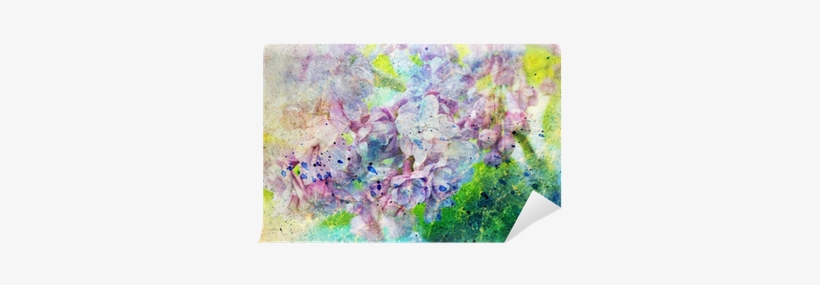 Lilac Branch And Messy Watercolor Splatter Wall Mural - Watercolor ...