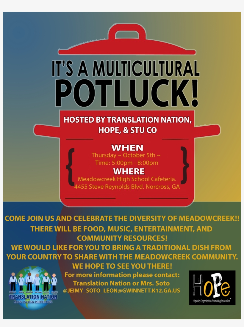 Multicultural Potluck At Meadowcreek High, Oct - Multicultural Potluck ...