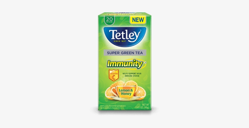 Immunity Green Tea Lemon Honey With Vitamin C - Immunity Tea Tetley PNG ...