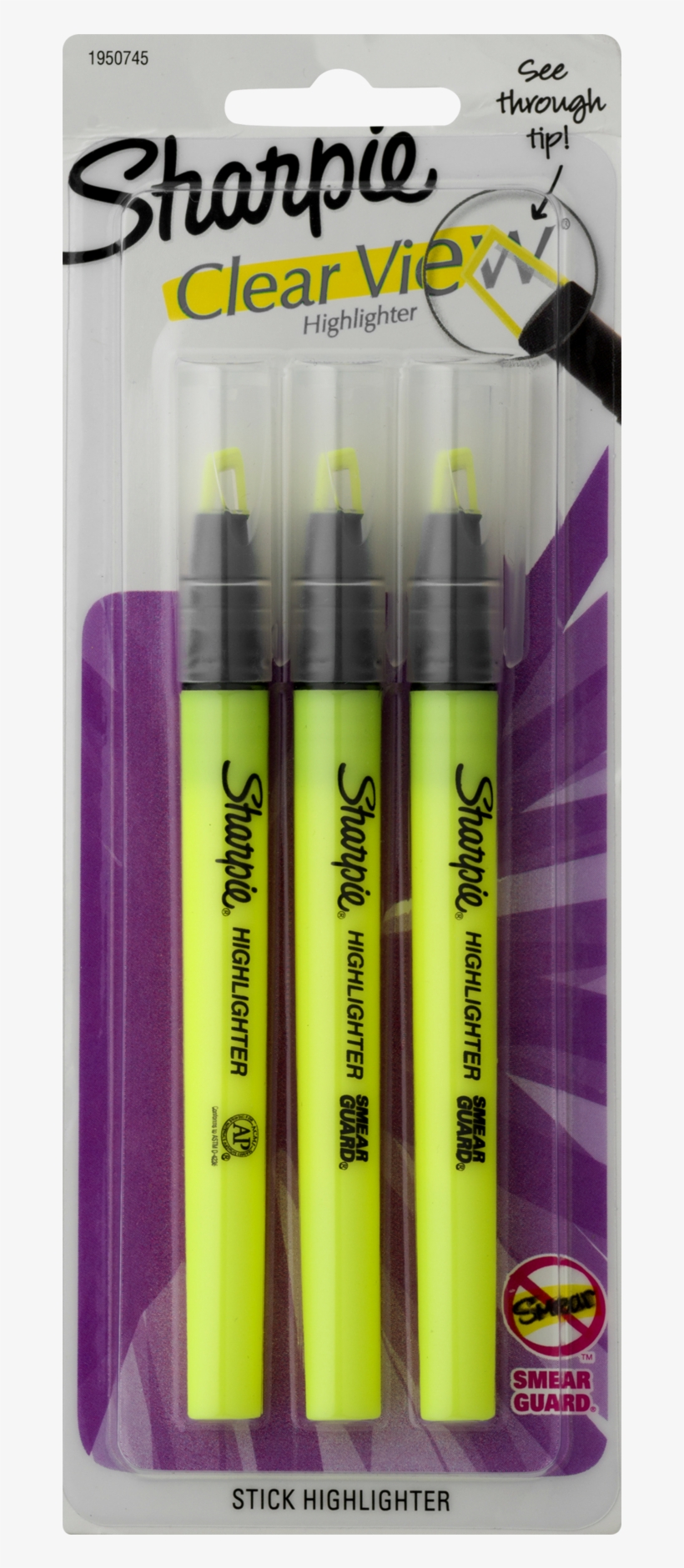 Sanford 1950745 Clearview Highlighters 3/pkg - Yellow PNG Image ...