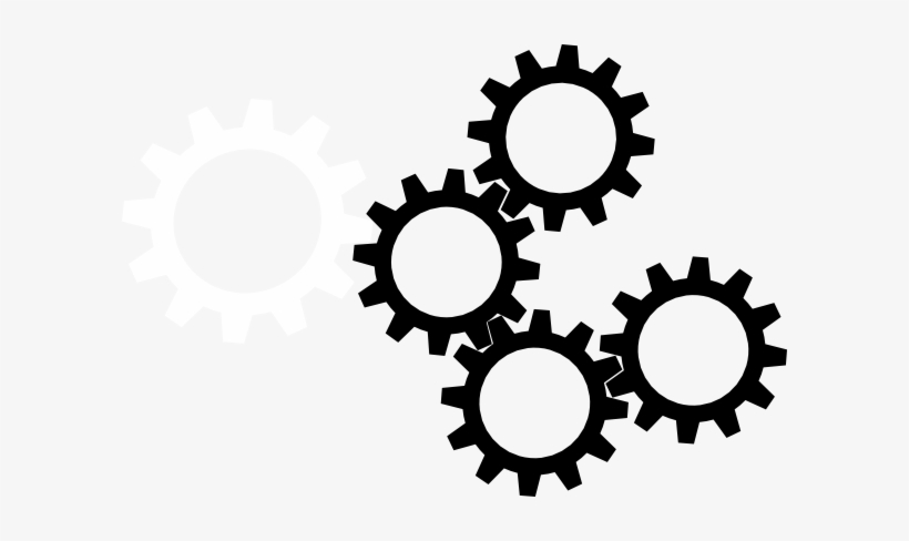 White And Black Cogs Clip Art At Clker - Cog Clipart Black And White ...