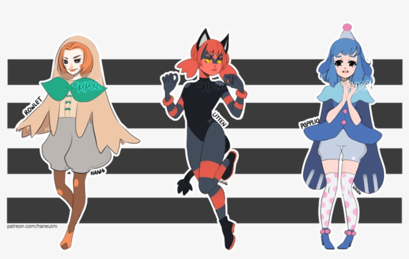 7th Gen Starters By Mmxii On Deviantart - Moe Anthropomorphism PNG ...