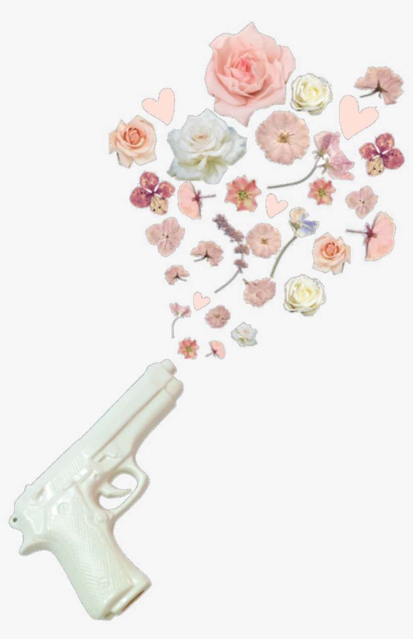 White Gun Flowers Pink Cream Polyvore Moodboard Filler - Transparent ...