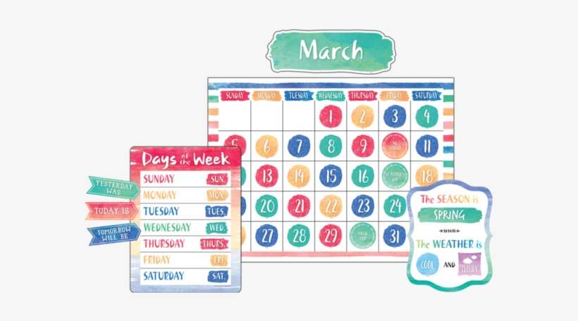 Watercolor Calendar Bulletin Board Display Set - Calendar Bulletin ...
