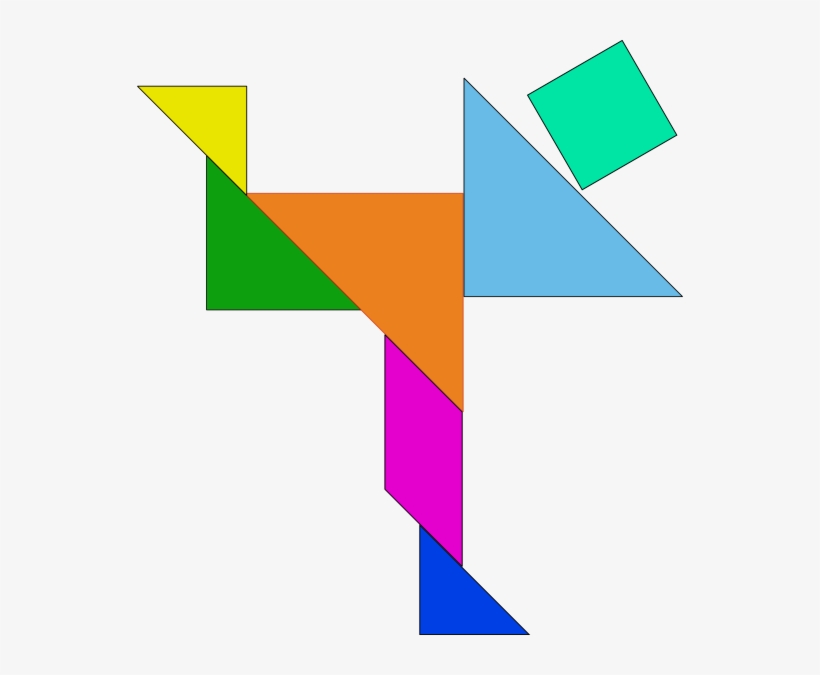 Tangram Person Running With Leg In The Air - Puzzle Game With Shapes ...