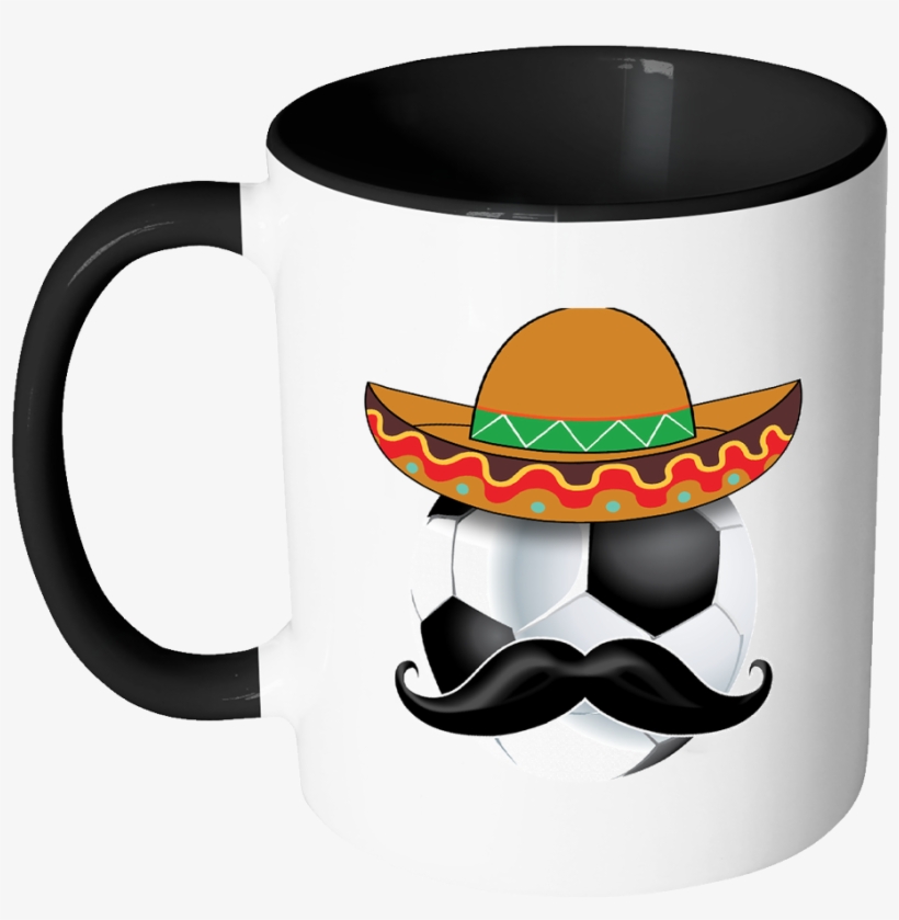Funny Soccer Ball Mustache Mexican Sports - Mug PNG Image | Transparent ...