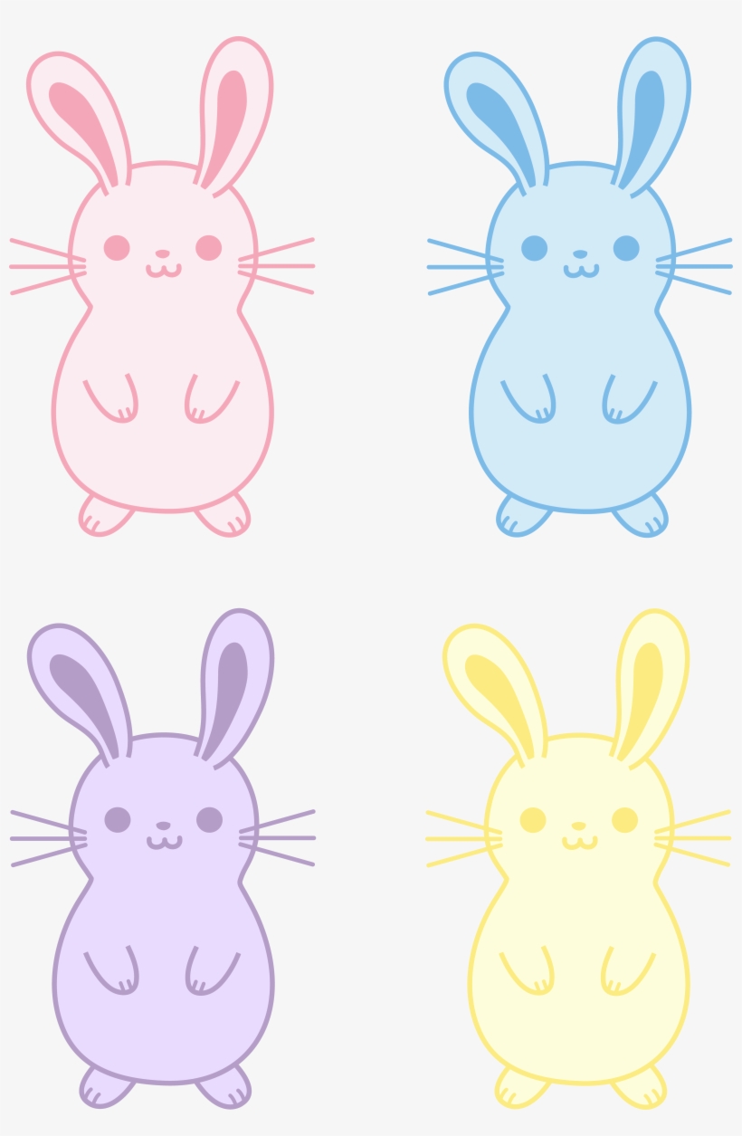 Set Of Four Cute - Adorable Easter Bunny Cartoon PNG Image ...