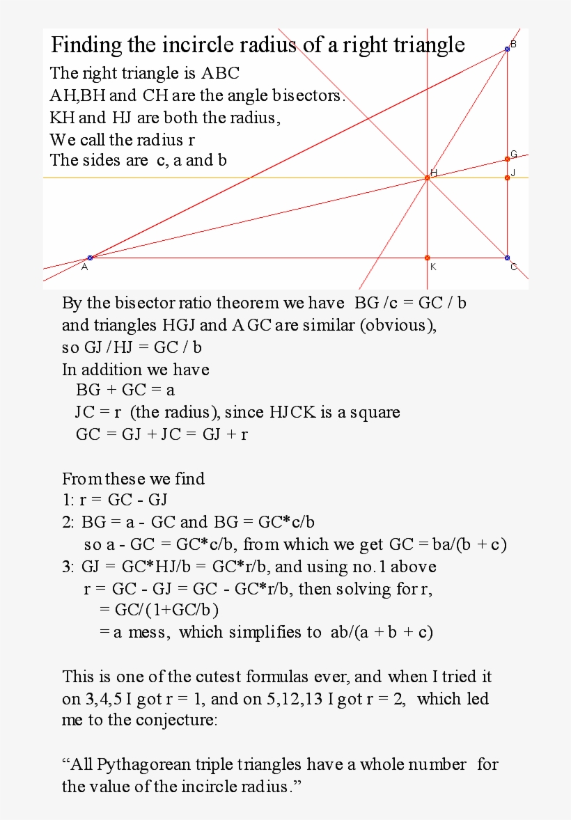 Incircle Radius With Text - Triangle PNG Image | Transparent PNG Free ...