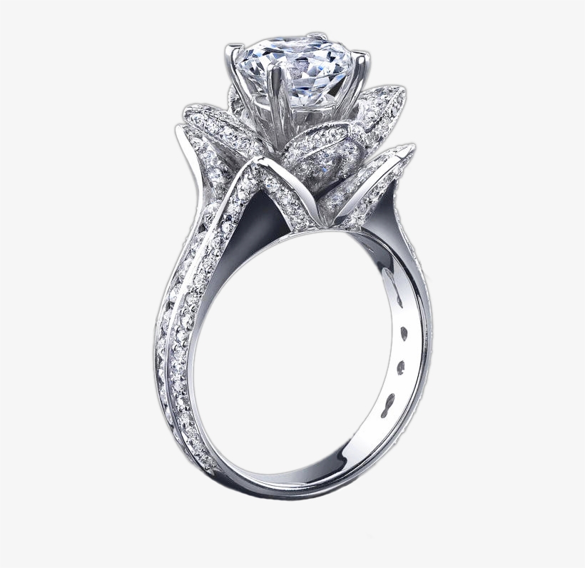 Blooming Beauty Engagement Ring - 7mm Off White Moissanite Engagement ...