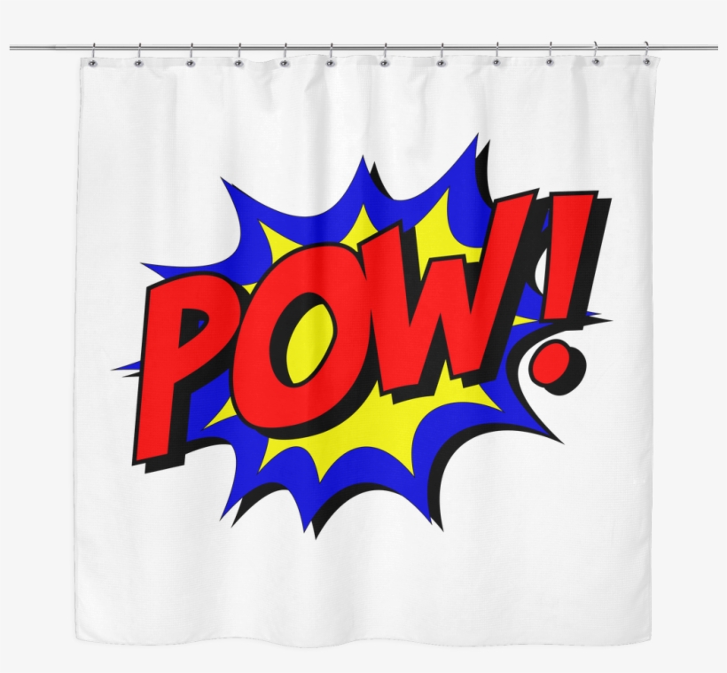 Red, Blue And Yellow Pow Comic Book Themed Shower Curtain - Red, Blue ...