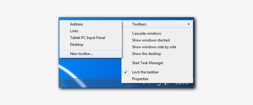 Right-click On The Taskbar, Mouse Over Toolbars And - Taskbar PNG Image | Transparent PNG Free ...