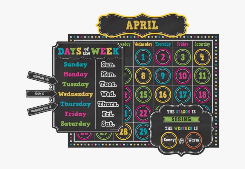 Download Chalkboard Brights Calendar Bulletin Board - Classroom ...