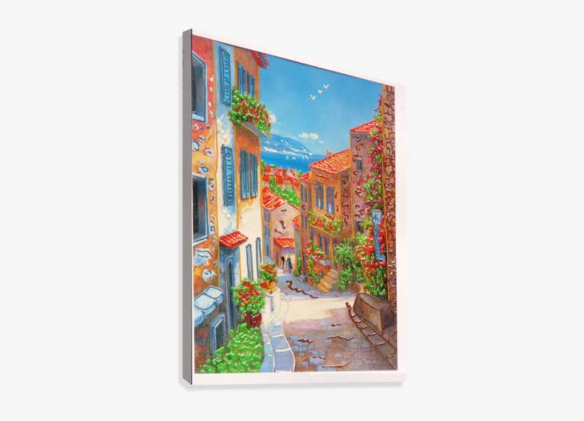 Postcard Canvas Print - Colorful City Drawing PNG Image | Transparent ...