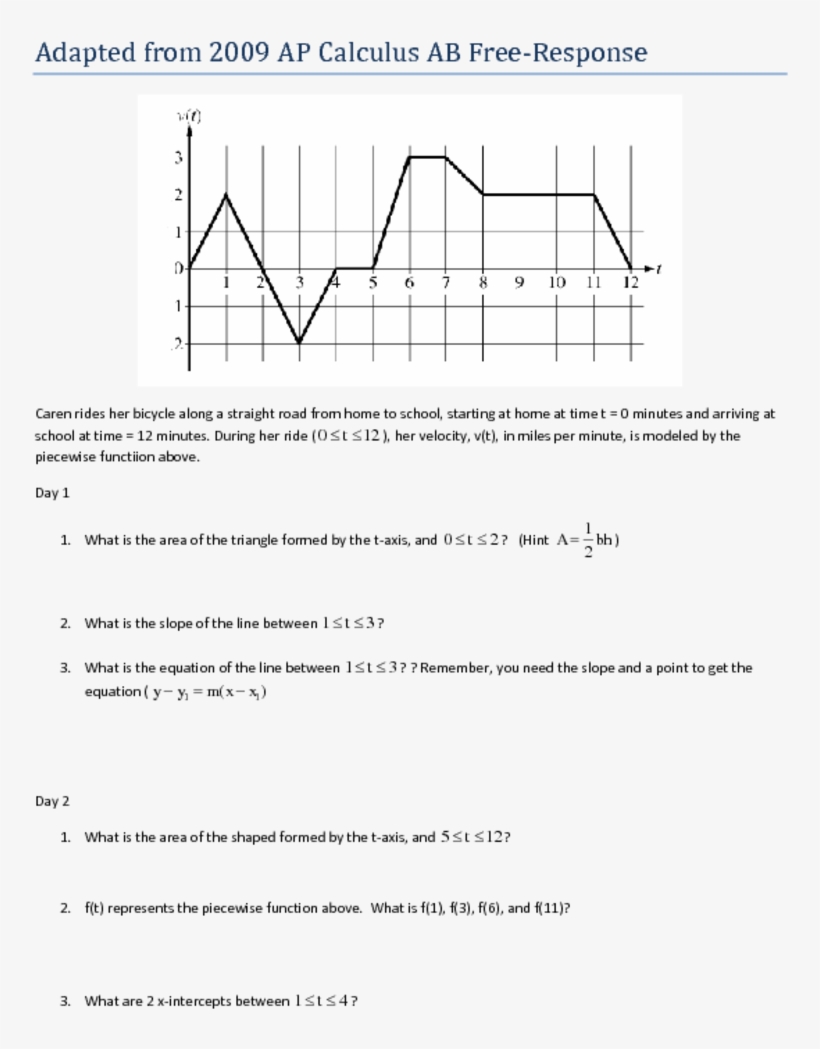 Adapted From 2009 Ap Calculus Ab Free-responsecaren - Diagram PNG Image ...