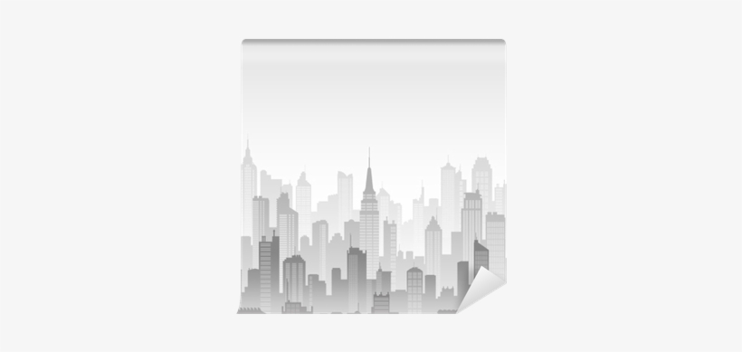 Vector Buildings Silhouettes Background Wall Mural - Grey Buildings ...