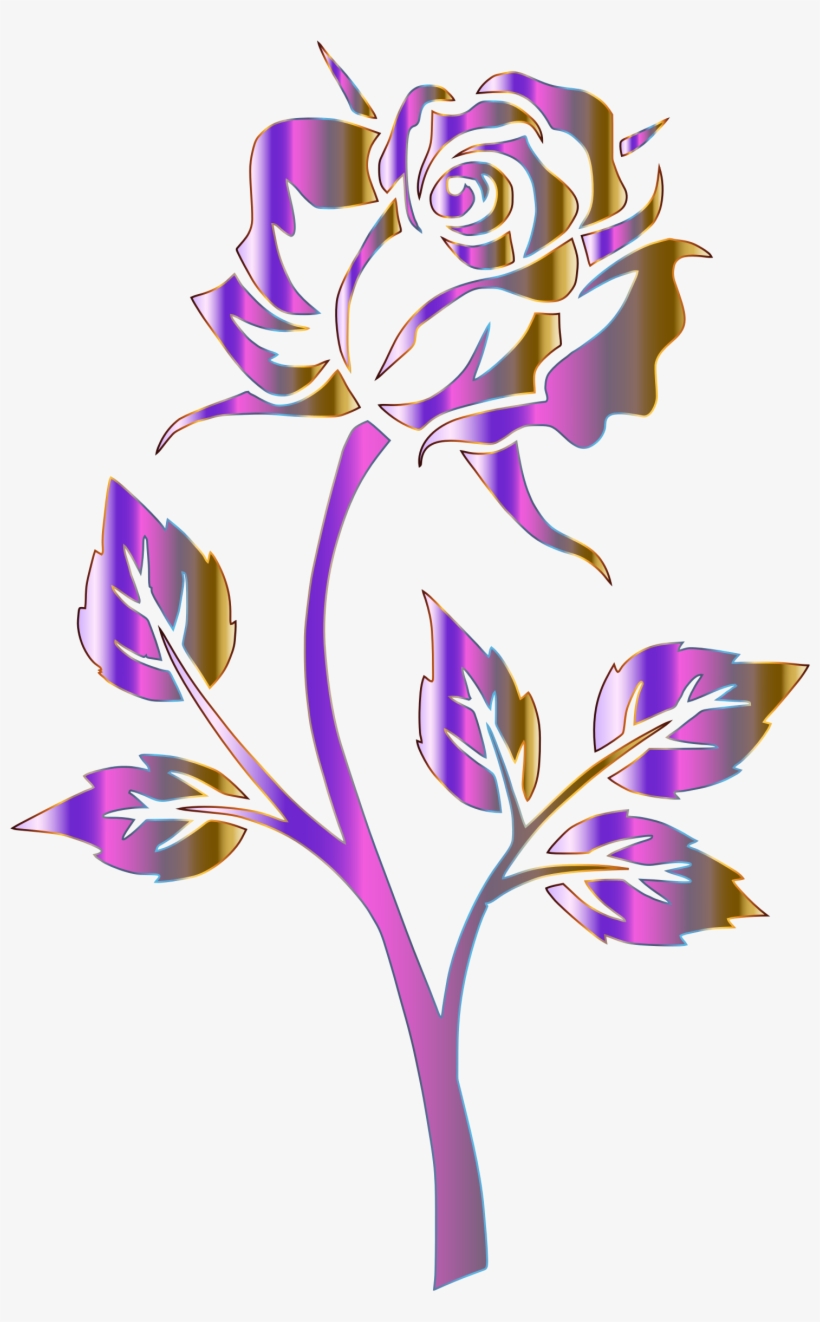 Polychromatic Rose Silhouette No Background Clip Art - Red Rose Logo ...