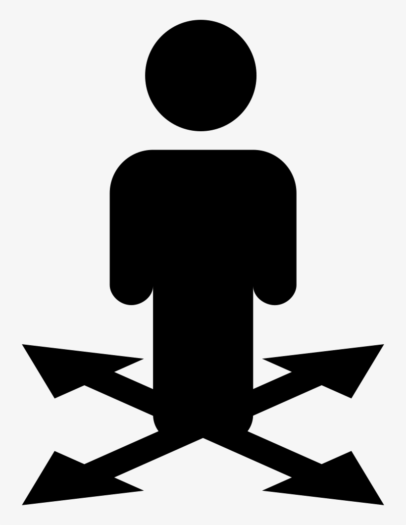 Man Standing Silhouette On Arrows Symbol Pointing To - Man Arrows Icon ...