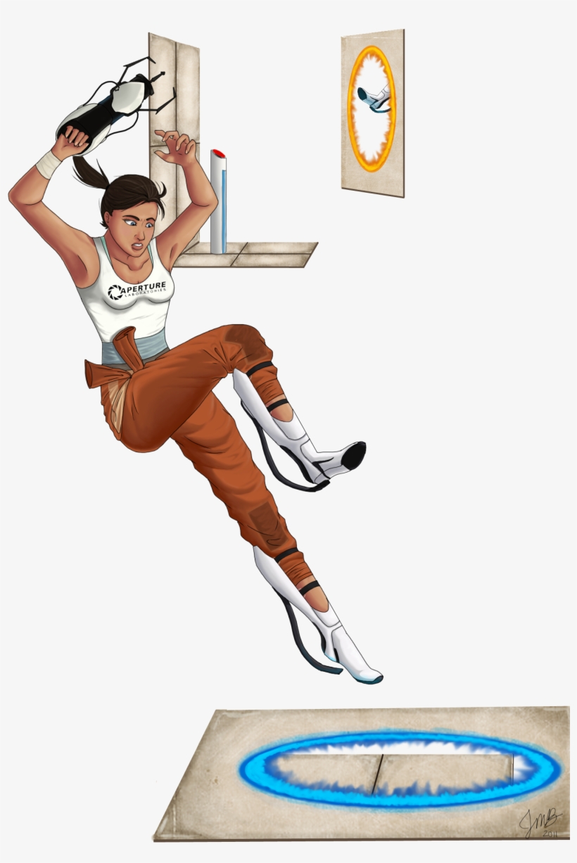 By Msjillyjelly On Deviantart - Portal 2 Chell Dan Art PNG Image ...