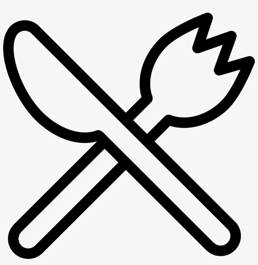 Fork And Knife Outlines Cross Comments - Knife And Fork Cross PNG Image ...