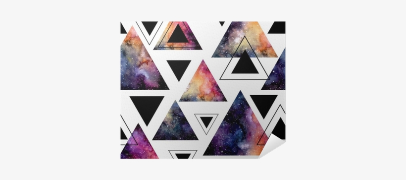 Seamless Pattern Of Watercolor Triangles And Galaxy - Watercolor Galaxy ...