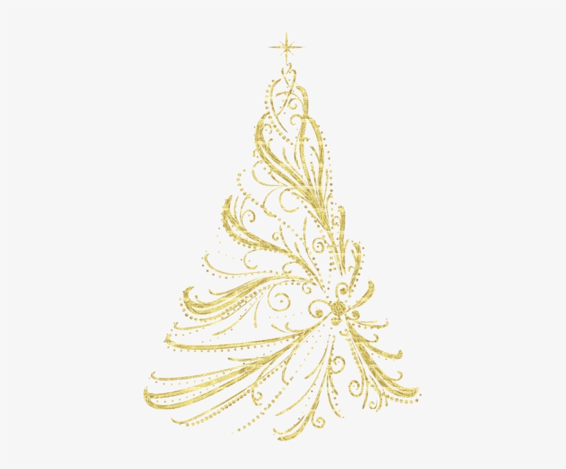Download Transparent Golden Decorative Christmas Tree Png Clipart - Merry Christmas Golden Png ...