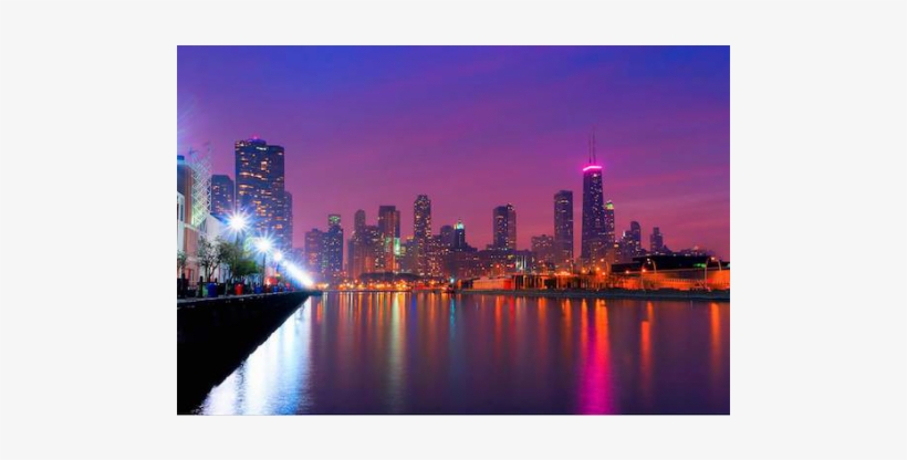 Chicago Skyline At Night Colorful PNG Image | Transparent PNG Free ...