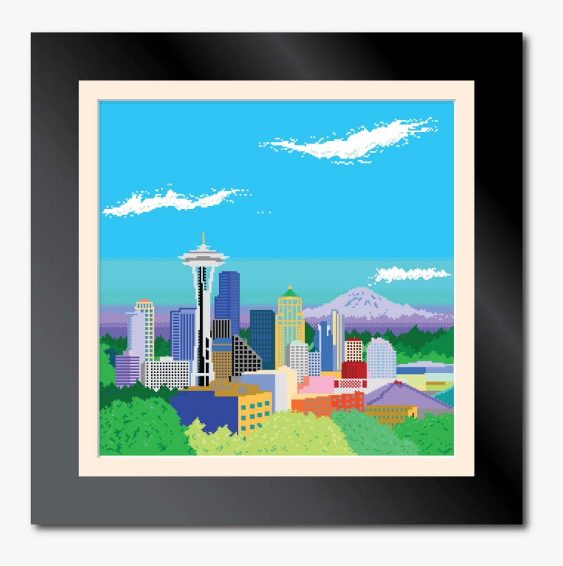 Download 8-bit Seattle Skyline - 8 Bit Day City | Transparent PNG ...