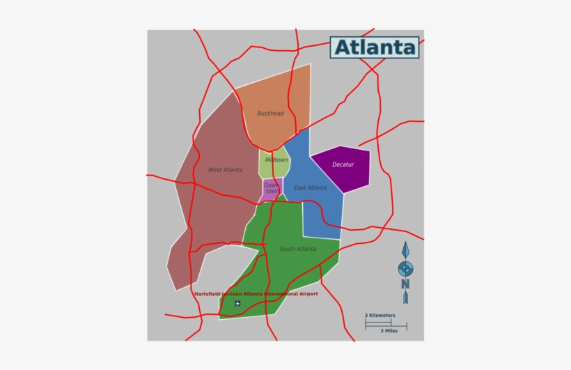 Atlanta's Districts - Atlanta Districts Map PNG Image | Transparent PNG ...