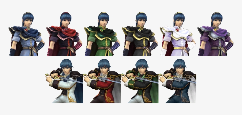 Marth's Alternate Costumes In Pm - Project M Marth Skins PNG Image ...