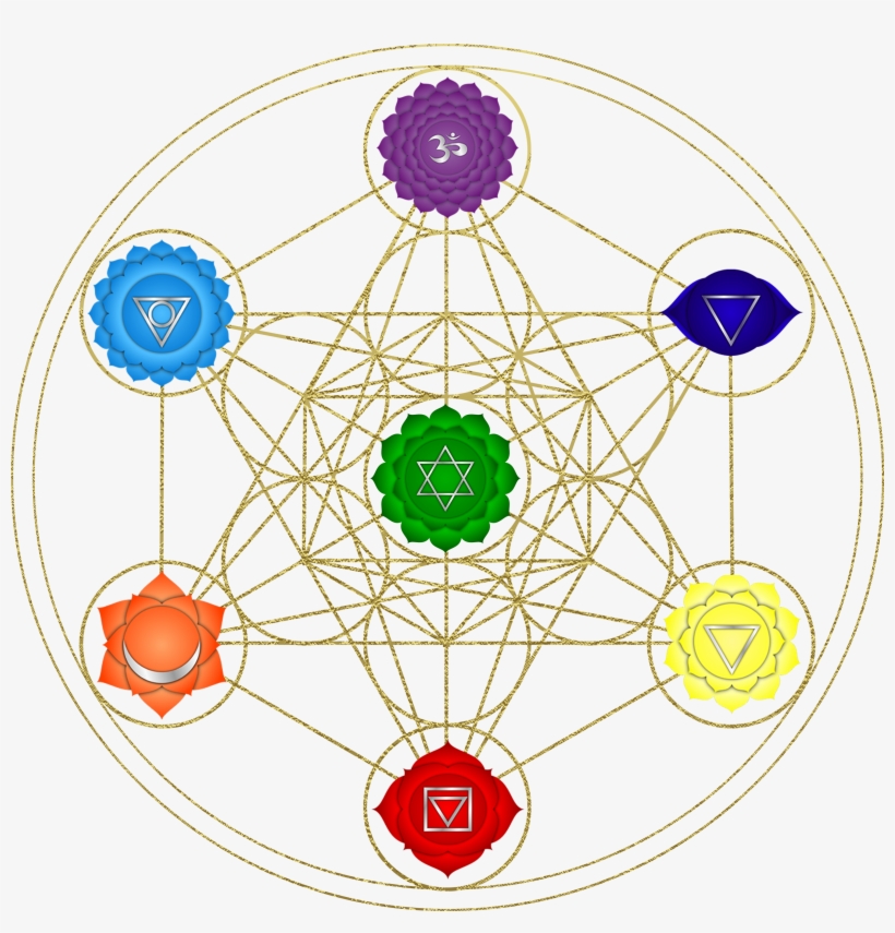 Metatron`s Cube Holding The Seven Main Chakras - Metatron's Cube PNG ...