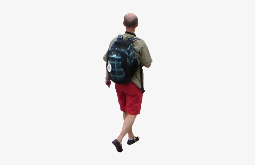 A Cutout Photo Of A Bald Man With A Green Backpack - Human PNG Image ...
