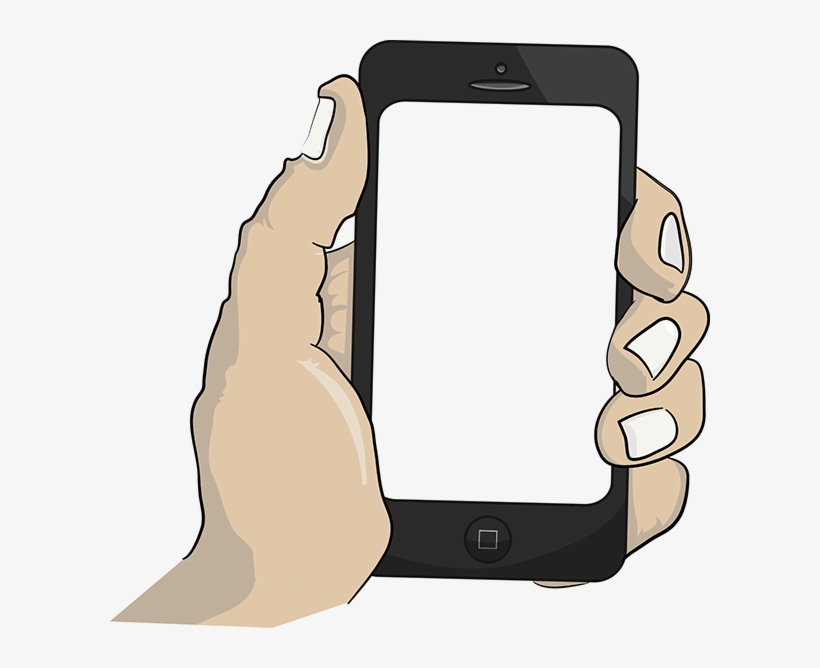 Download Mockup Mobile Phone Accessories - Hand Holding Phone Cartoon ...