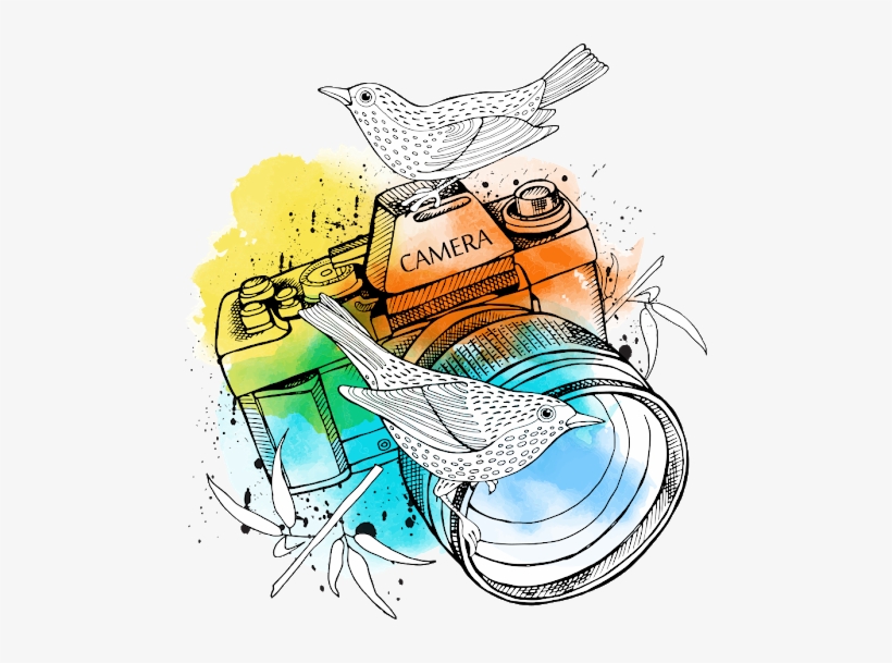 Dslr Camera Apply Abstract Effect Png Image - Фотоаппарат И Птичка ...