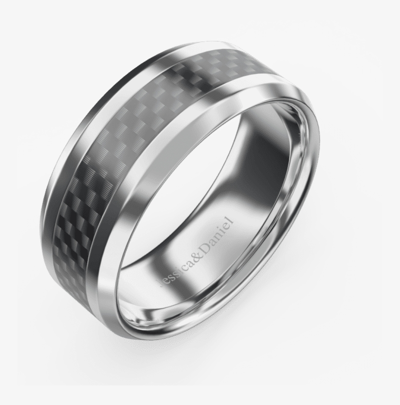 Men's Engraved Black Polished Tungsten Promise Ring - Ring PNG Image ...